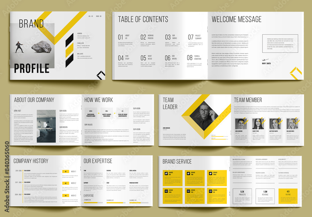Company Profile Layout Landscape Stock Template | Adobe Stock