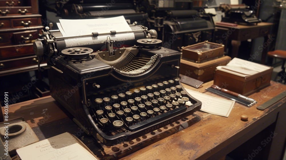 Vintage Typewriter Collection Nostalgic Business Card Display with ...