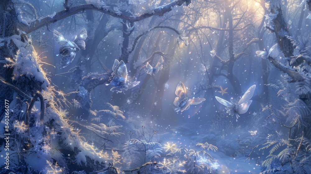 Ast the frosted branches and icy crystals shimmering figures with ...
