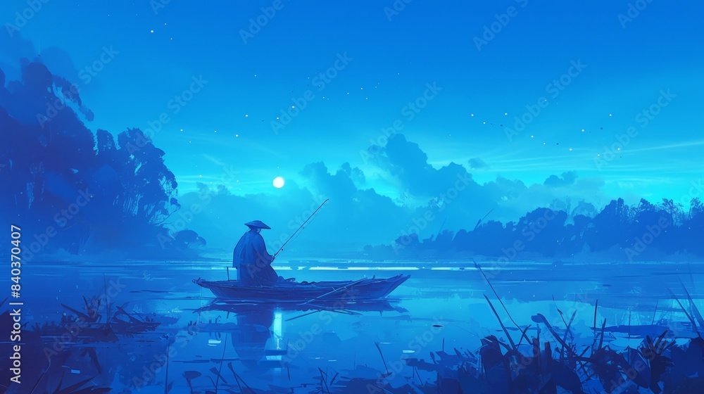 In the stillness of the night the phantom fishermans boat glides ...
