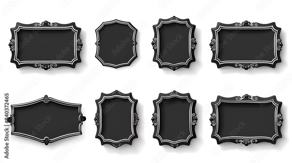 Set of rectangular frames with wavy edges. Rectangle shapes with ...