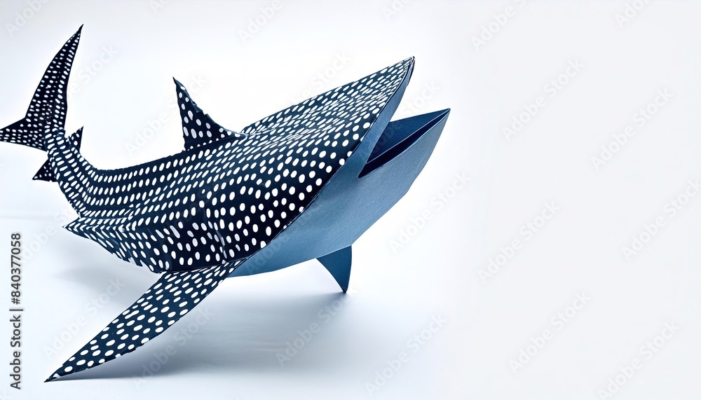 Animal concept paper origami isolated on white background of a whale ...