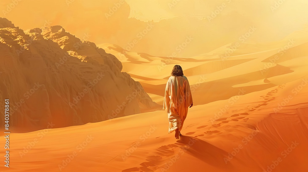 jesus christ in desert with sand dunes religious background spiritual ...