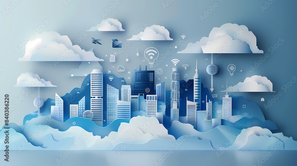 Internet of things iot and networking vector image Paper cut style ...