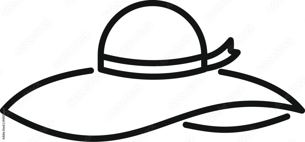 Simple line drawing of a floppy summer hat, bringing to mind relaxing ...