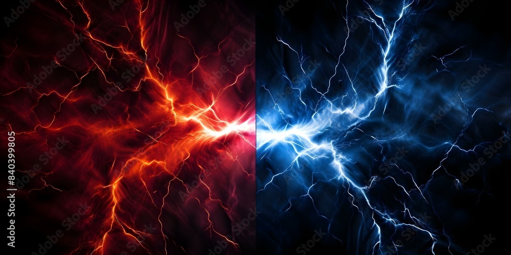 The symbolization of conflict or opposition in vivid red and blue ...