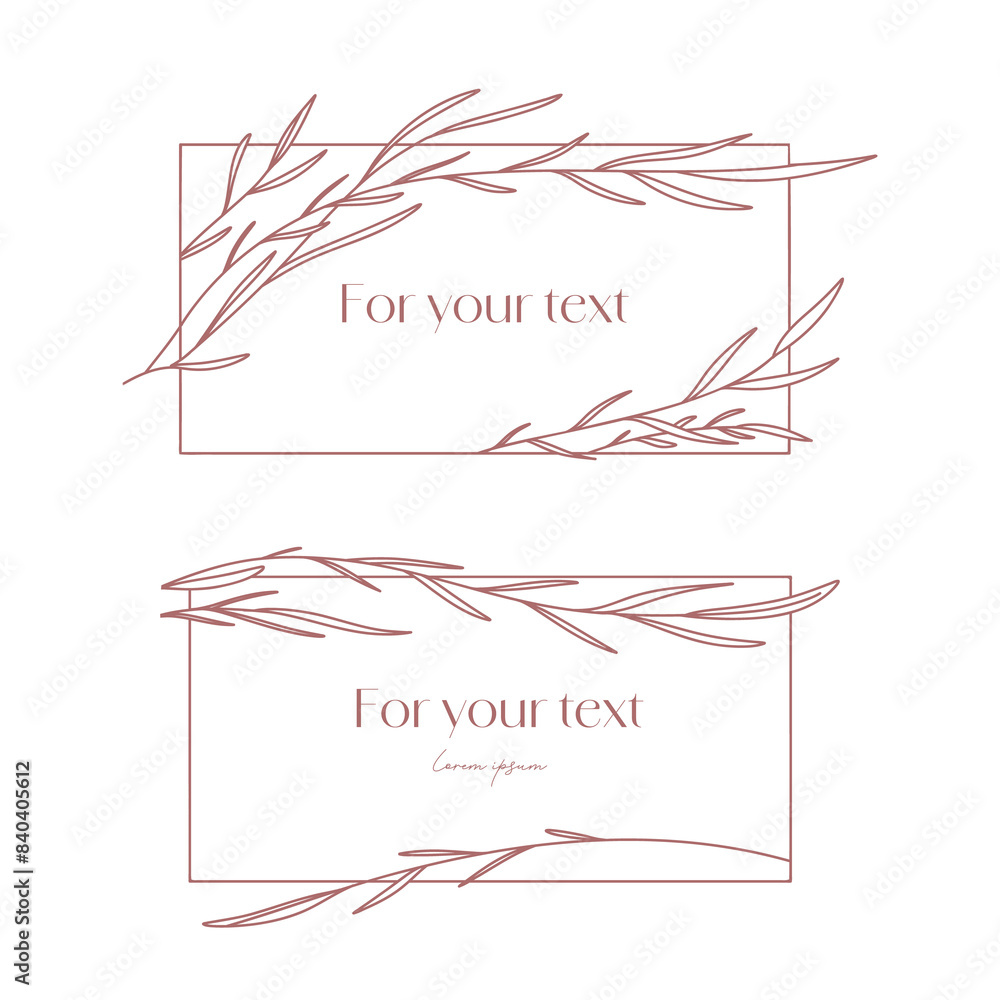 Rectangular Minimalistic Floral Frames With Placeholders for Your Text ...