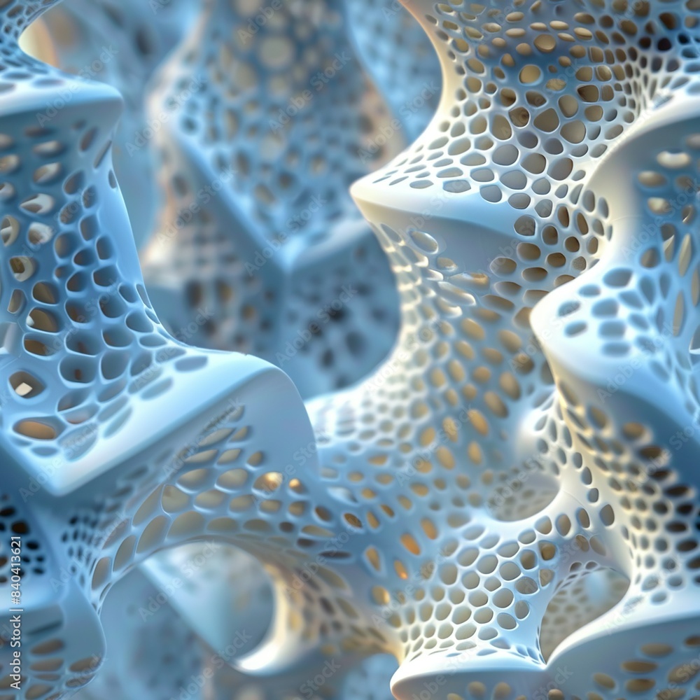 A high-resolution close-up of a 3D-printed geometric sculpture, showing ...