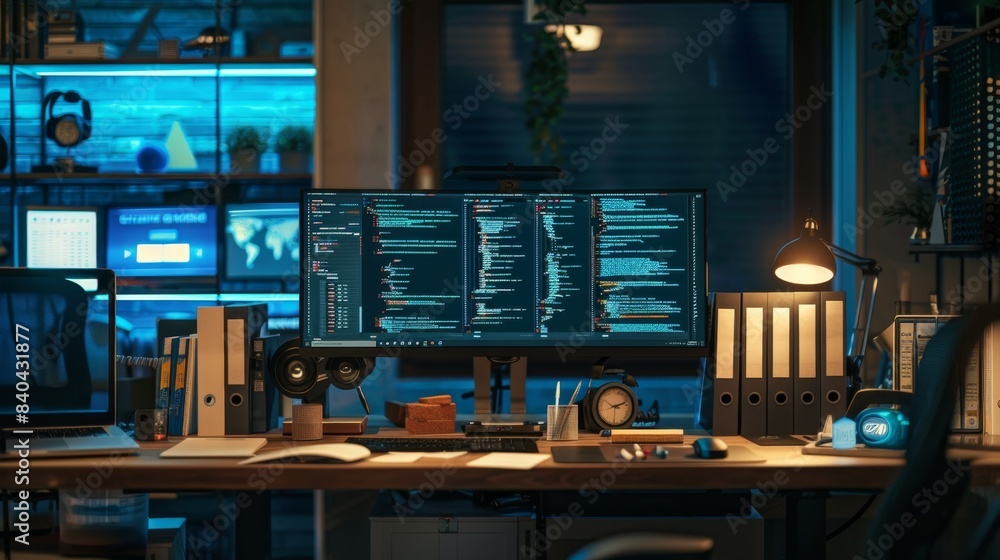 Digital Mastery Ethical Hacker's Command Center with Dual Monitors Cybersecurity Accolades and ...