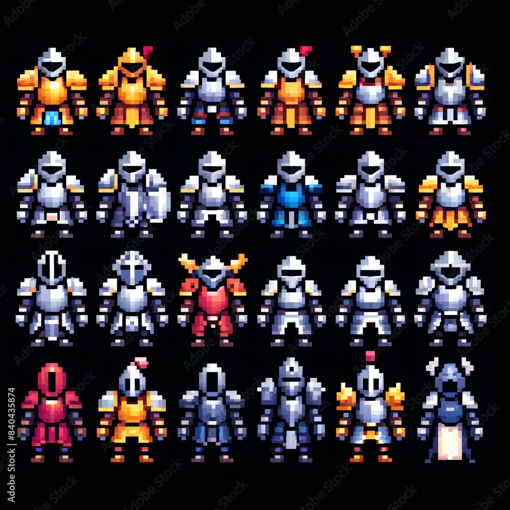 Pixel Art Knight Armor Icons for RPG Games Stock Illustration | Adobe Stock