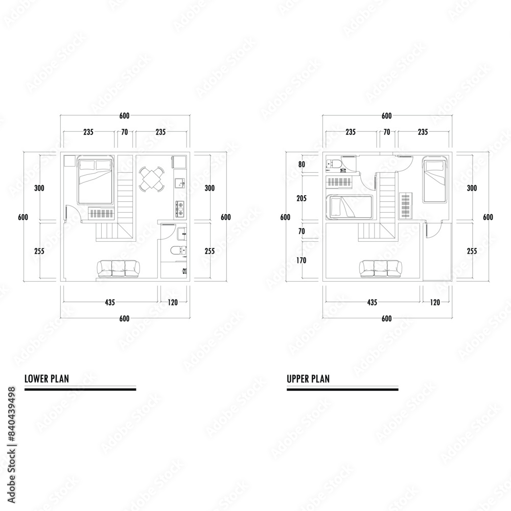 Black and White floor plan of a modern unfurnished house for your ...