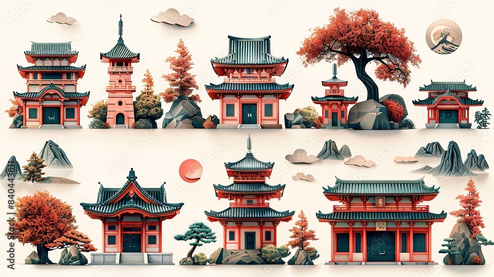 modern japanese icons with gold background sign logo and crest.stock ...