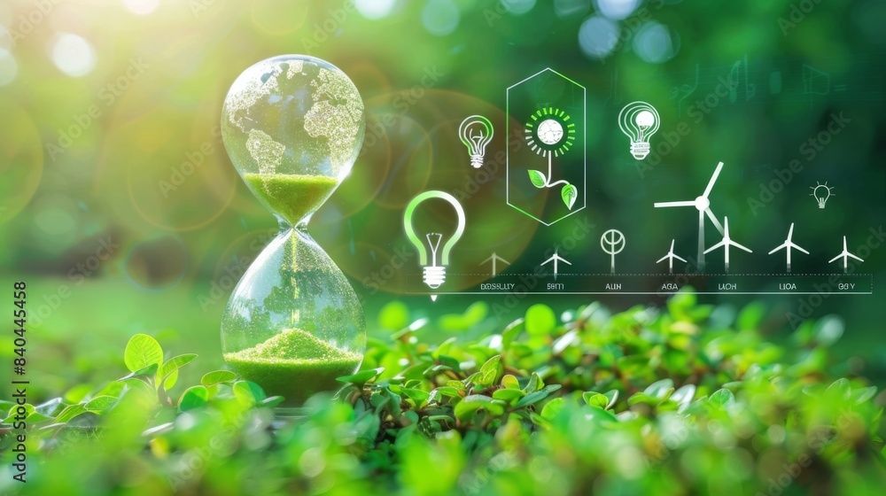 LCA life cycle assessment concept. Hourglass with LCA icon ...