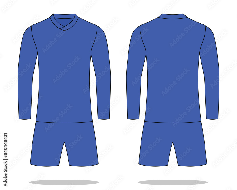 Blank Blue Long Sleeve Soccer Uniform Template on White Background ...