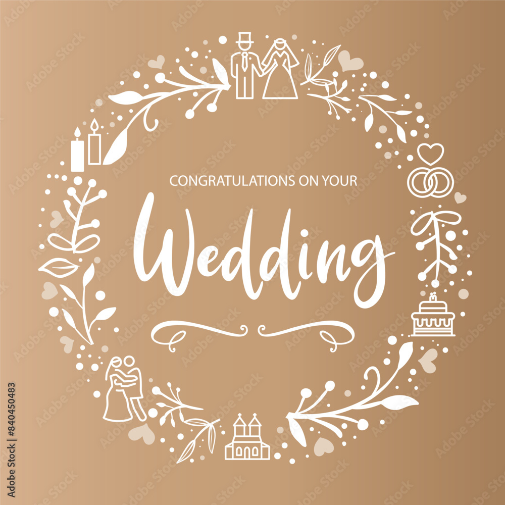 Congratulations on your Wedding - vector illustration greeting card on ...