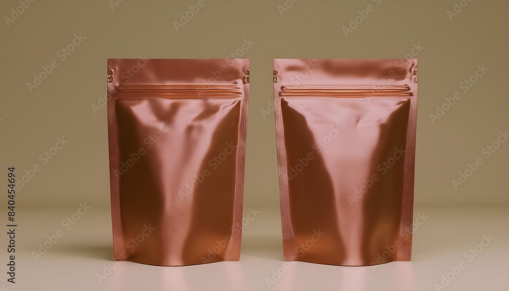 Pouch packaging mockup, showing 2 plain brown pouch packages without ...