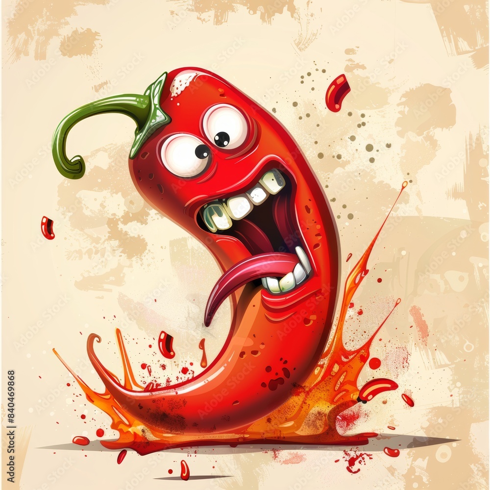 Screaming hot chili pepper clip art. Cartoon Caricature Stock ...