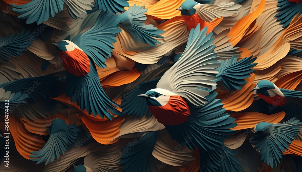 Bird swarming formations flat design, top view, avian migration theme ...
