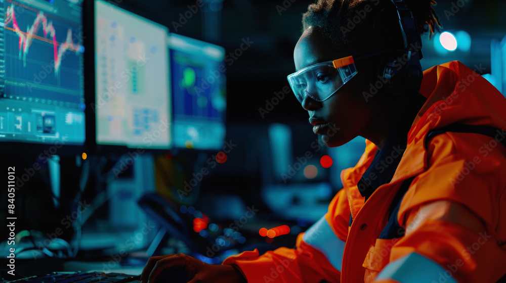 African american cyber security guard. Glimpse into the surveillance ...