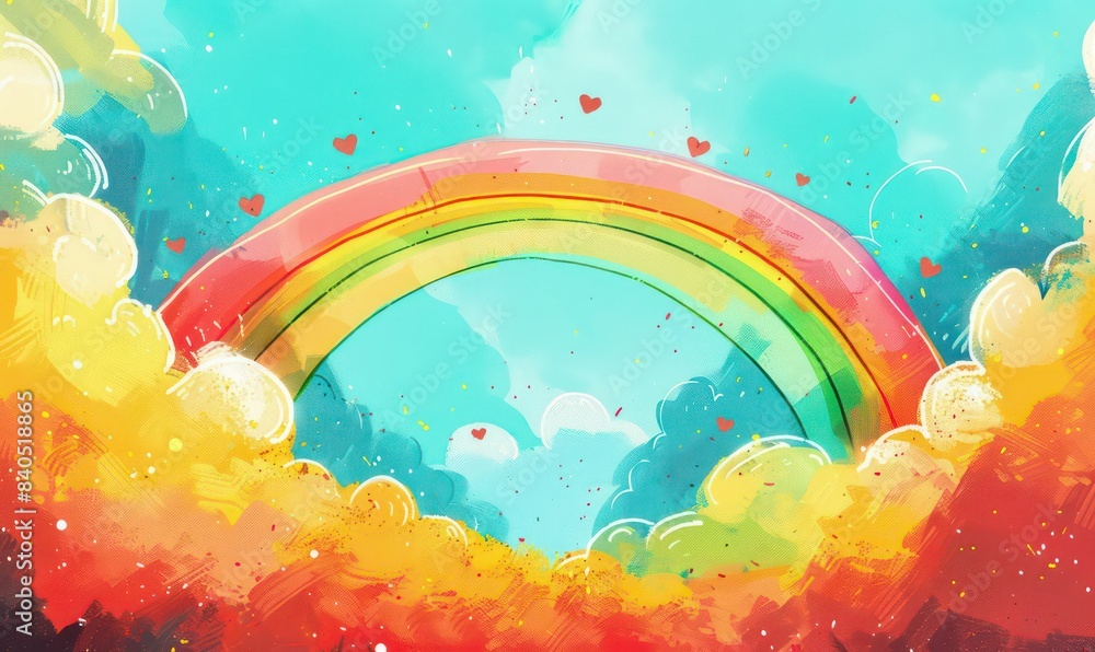 Kids cartoon illustration of rainbow background wallpaper Stock ...