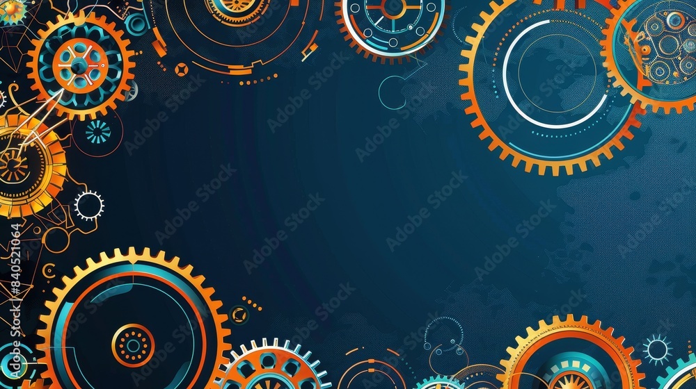 Mechanic diagram, modern drawing with circles and geometric parts of ...