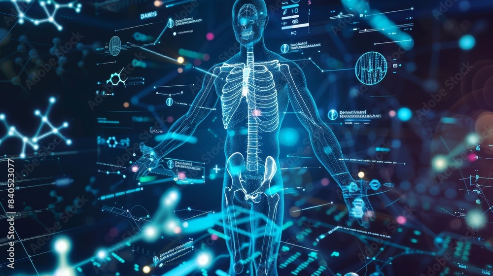 HUD elements set designed for medical examinations. Display virtual ...