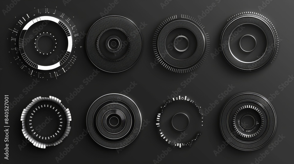 Modern circle HUD set with futuristic circle elements. Chronological ...