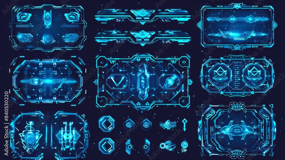 HUD, UI - interface graphic pack. Futuristic user interface graphic box ...
