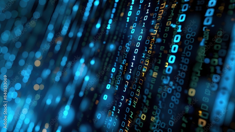 Dynamic Data Flow - Blue and Orange Binary Code Visualization Stock Illustration | Adobe Stock