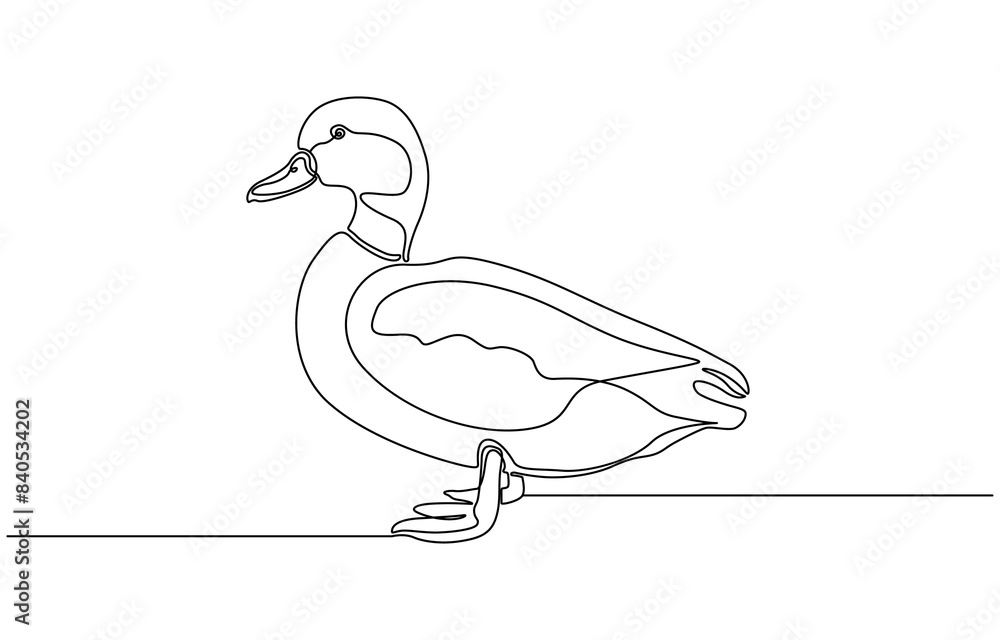 Continuous single line art drawing of pet animal duck concept outline ...