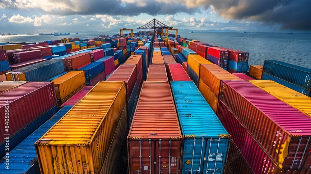 Shipping containers stacked at a busy port, illustrating the logistics ...