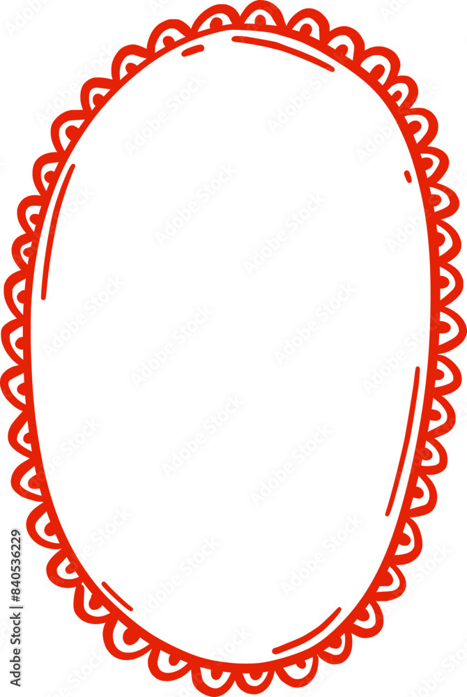 Oval decorative vector frame with openwork edge. A clipart element in ...