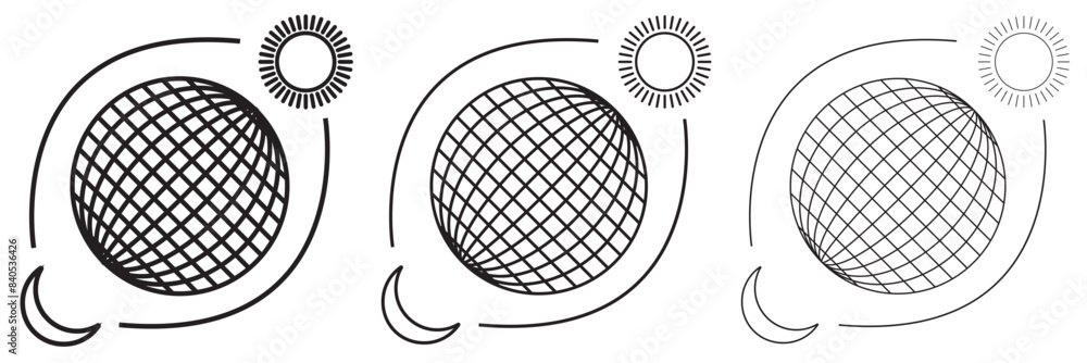 Sun and moon icon vector day and night icon set. dark and light mode ...