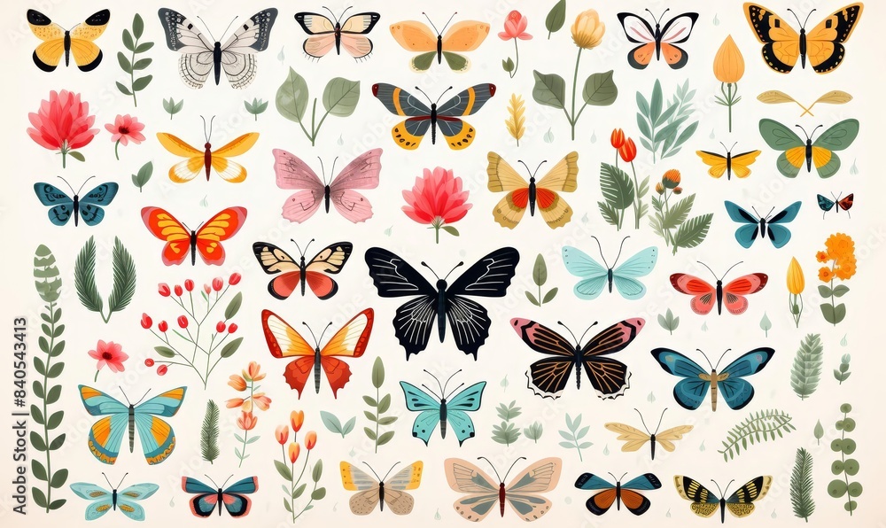 Entomology flat design top view insects cartoon drawing colored pastel ...