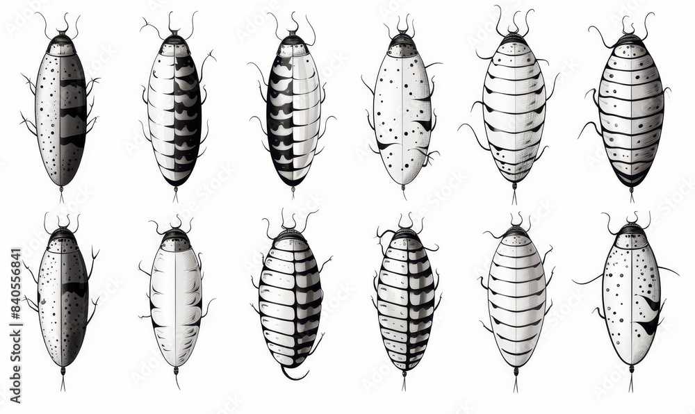 Insect pupa evolution flat design, side view, evolutionary biology ...