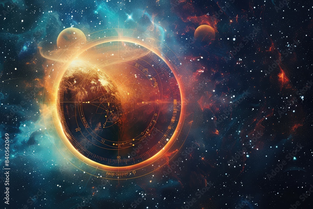 Abstract planet and space background. Astrology chart with stylized ...
