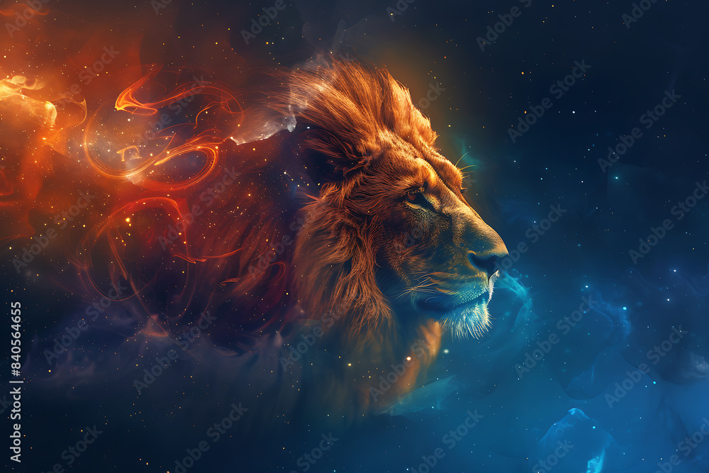 A stunning illustration of the zodiac sign Leo, featuring intricate ...