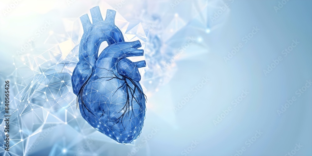 Polygonal Human Heart Anatomy Design Geometric Wireframe Structure in ...