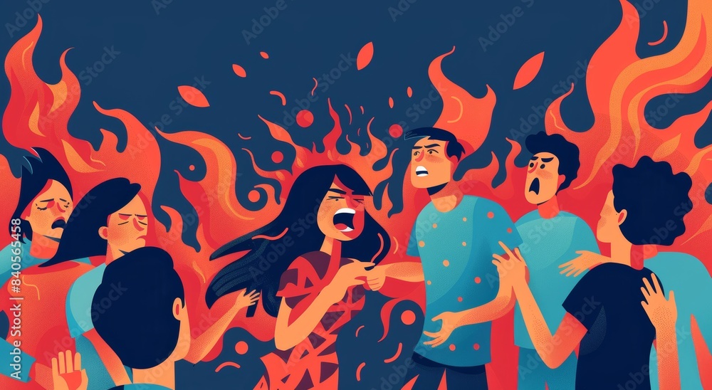 A set of frustrated unsatisfied people. Cartoon characters. Hand drawn ...