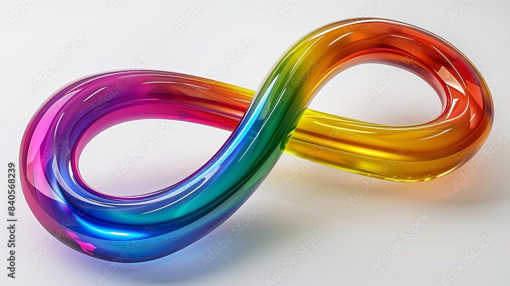 rainbow infinity symbol representing neurodiversity 3d shiny plastic ...