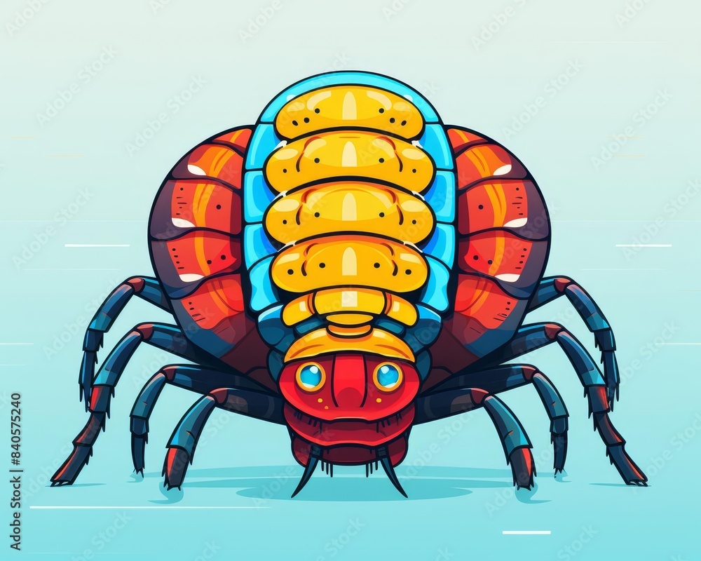 Myriapod arthropod flat design front view centipede cartoon drawing ...