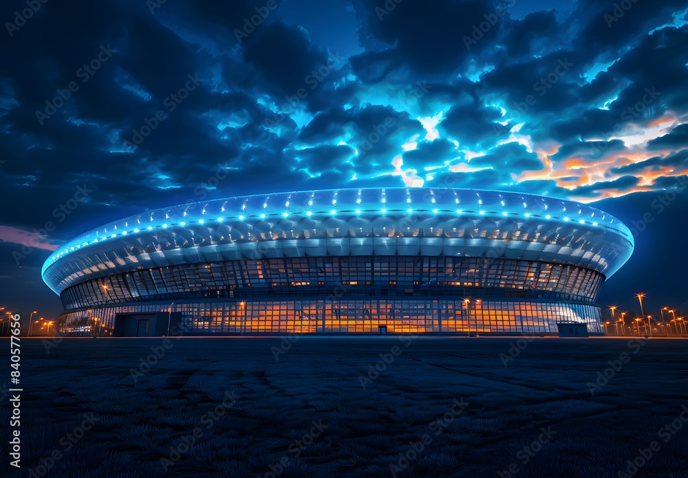 Stadium football stadium at night with lights and sky. sport complex ...