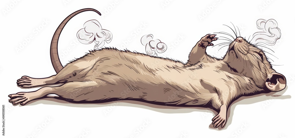 Opossum character playing dead modern cartoon illustration isolated on ...
