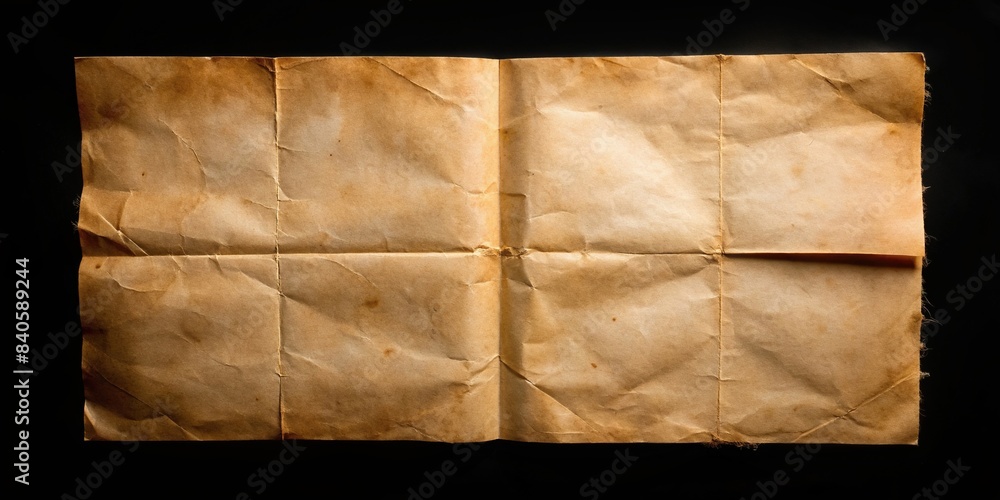 Old vintage paper with a fold on black background , vintage, paper ...