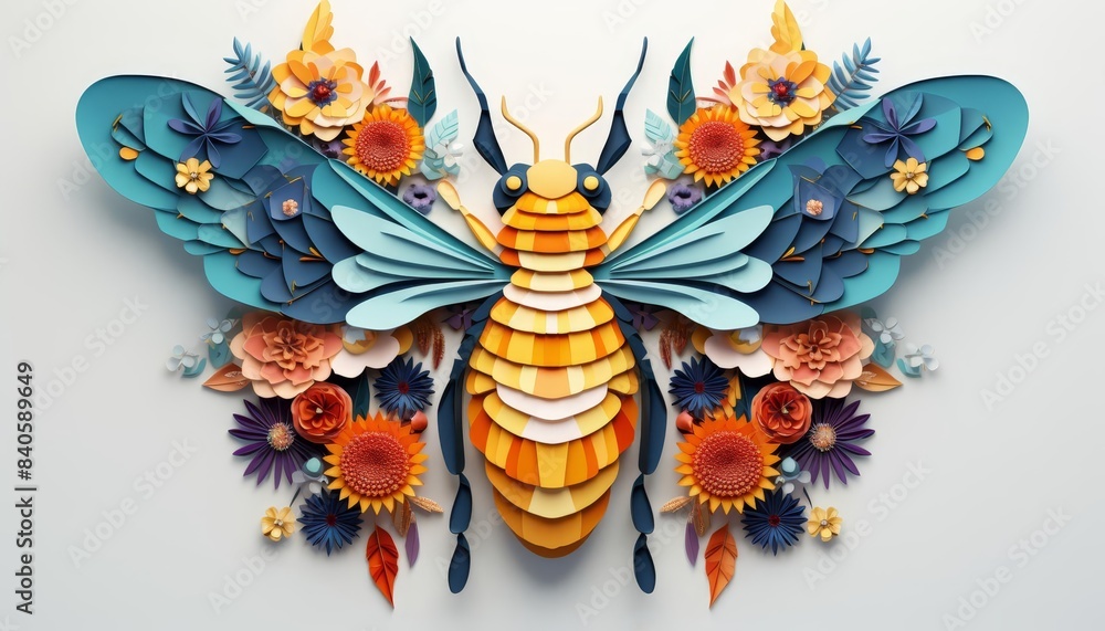 Pollinator diversity flat design, front view, biodiversity theme, 3D ...