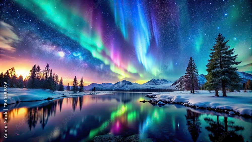 Northern Lights and starry night sky background for RPG games, Aurora ...