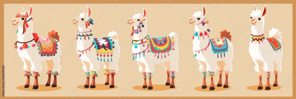Llama Alpaca cartoon character ready to rig for animation. Multiple ...