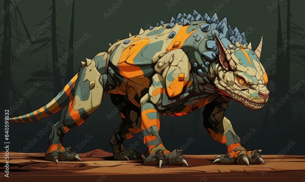 Predator camouflage flat design side view survival theme cartoon ...