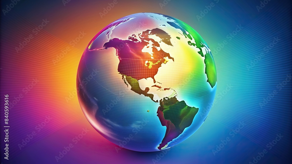 Abstract globe focusing on North America with gradient colors and ...