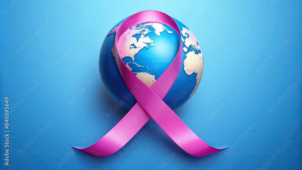 World cancer day awareness concept design with ribbon symbol and globe ...